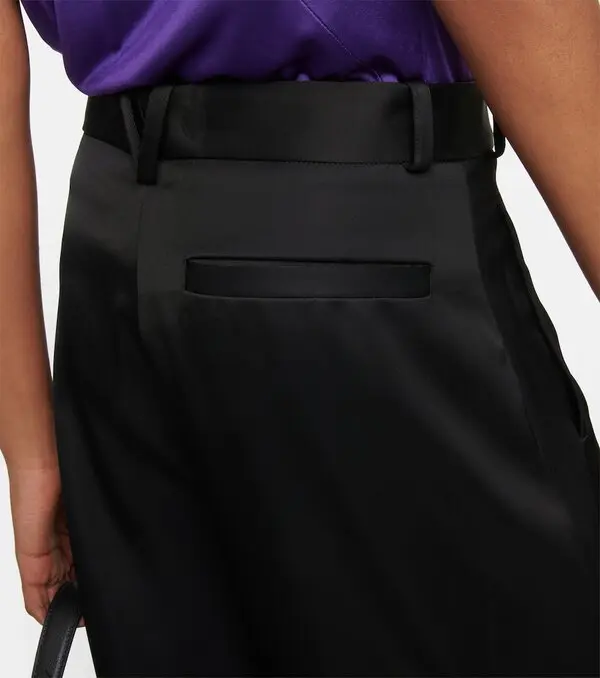 Versace High-rise Wide-leg Satin Cargo Pants - Black