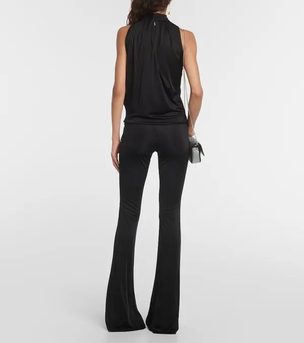 Versace Cutout High Neck Satin Top - Black