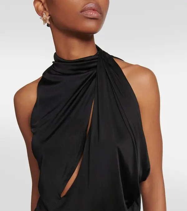 Versace Cutout Turtleneck Top - Black