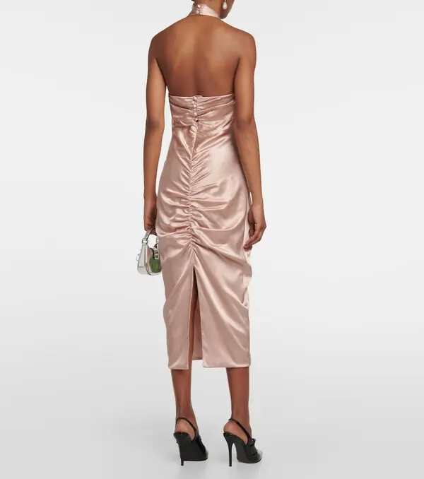 Alessandra Rich Ruched Cutout Midi Dress