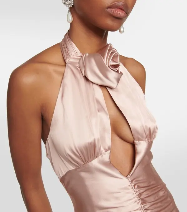 Alessandra Rich Ruched Cutout Midi Dress