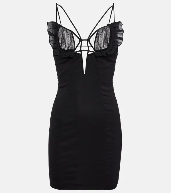 NENSI DOJAKA Frill-trimmed Minidress - Black