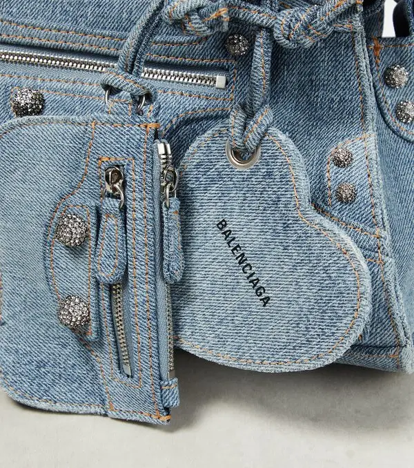 Balenciaga Neo Cagole Xs Denim Shoulder Bag - Blue | Editorialist