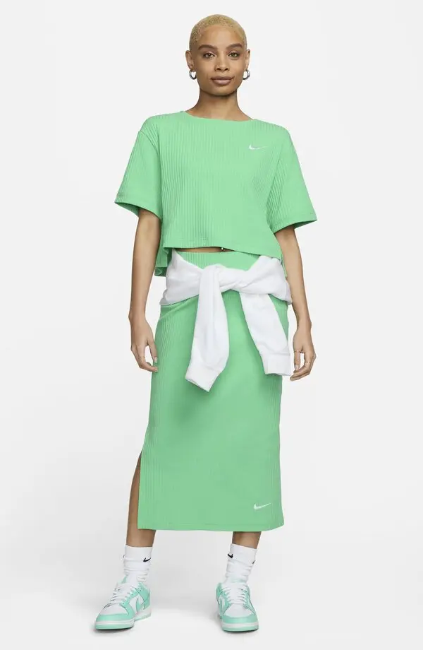 Nike Ribbed Cotton Blend Skirt