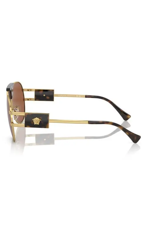 Versace 63mm Oversized Aviator Sunglasses
