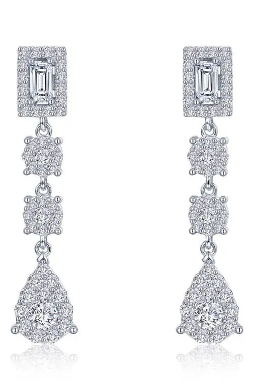 Lafonn Simulated Diamond Halo Linear Drop Earrings - Silver