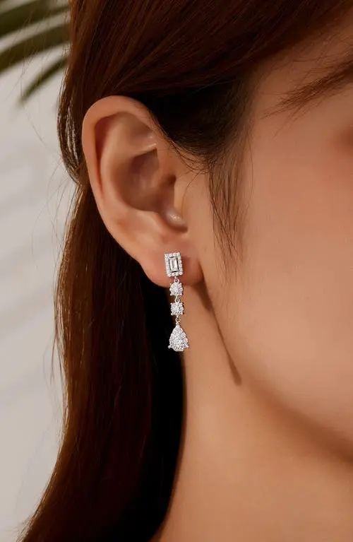 Lafonn Simulated Diamond Halo Linear Drop Earrings