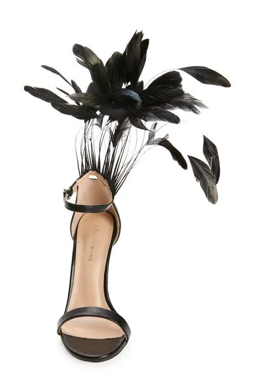 AZALEA WANG Oak Feather Trim Sandal
