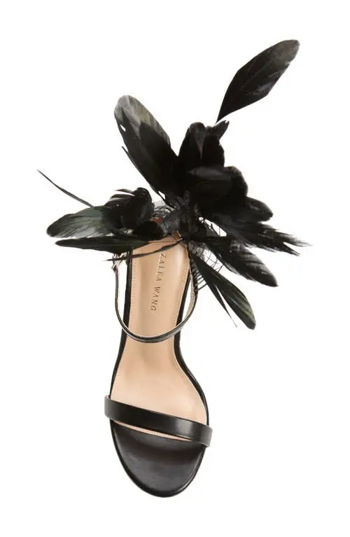 AZALEA WANG Oak Feather Trim Sandal