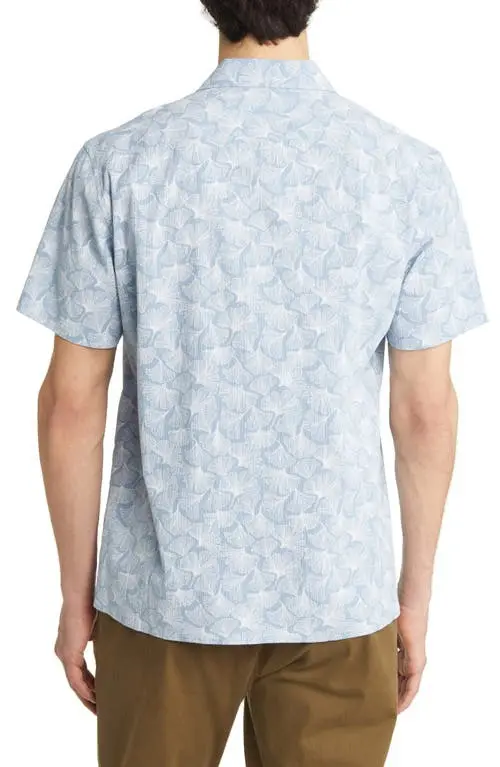 Treasure & Bond Leaf Print Stretch Seersucker Short Sleeve Button-up Shirt