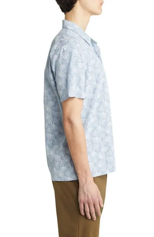 Treasure & Bond Leaf Print Stretch Seersucker Short Sleeve Button-up Shirt