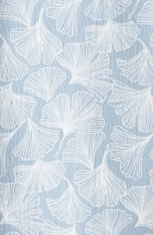 Treasure & Bond Leaf Print Stretch Seersucker Short Sleeve Button-up Shirt