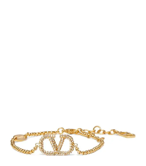 Valentino Garavani Vlogo Signature Strass Bracelet - Gold