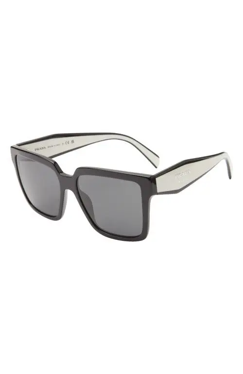 Prada 56mm Square Sunglasses - Black
