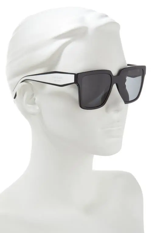 Prada 56mm Square Sunglasses - Black