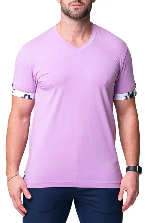 MACEOO Vivaldi Solid Peace V-neck T-shirt - Purple