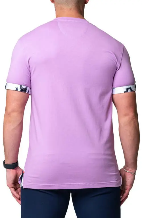MACEOO Vivaldi Solid Peace V-neck T-shirt - Purple