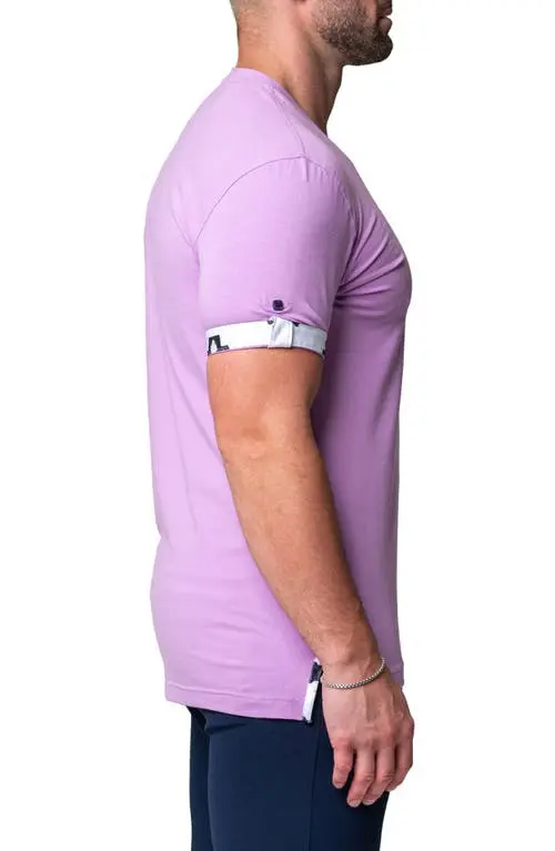 MACEOO Vivaldi Solid Peace V-neck T-shirt - Purple