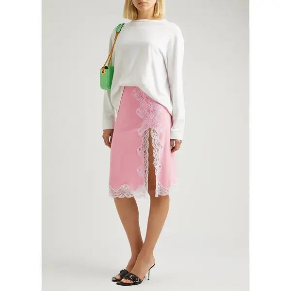 CHRISTOPHER KANE Lace-trimmed Split Midi Skirt