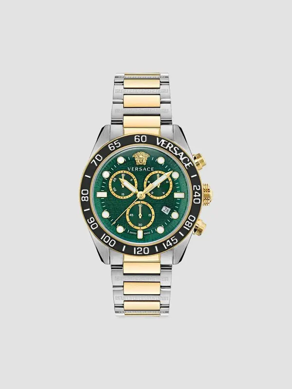 Versace Greca Dome Chrono Two-tone Stainless Steel Watch - Two Tone Green