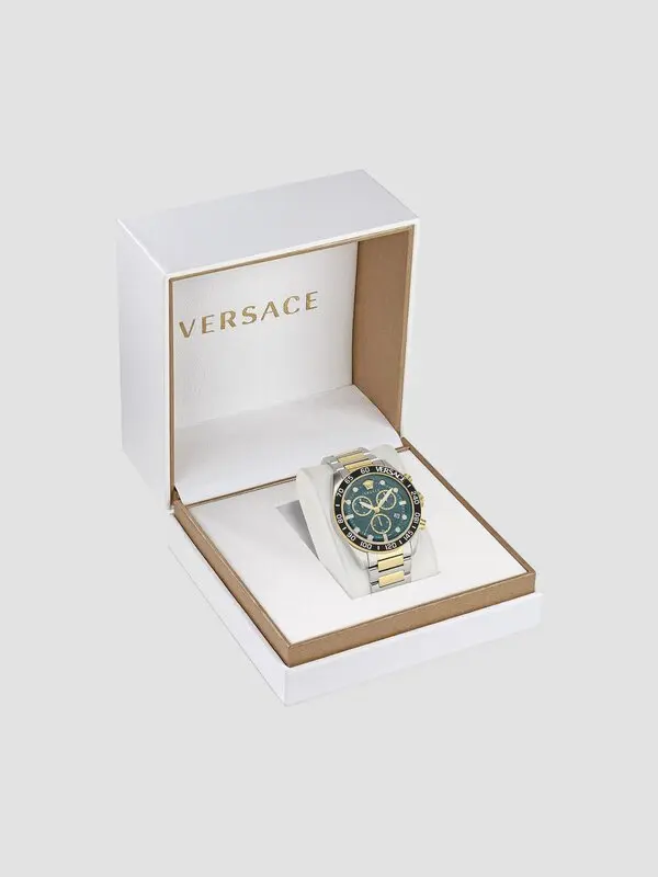 Versace Greca Dome Chrono Two-tone Stainless Steel Watch - Two Tone Green