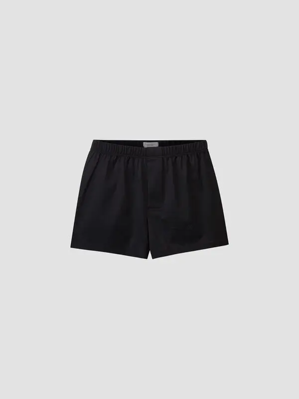 Stefano Ricci Solid Cotton Boxer Shorts - Jet Black