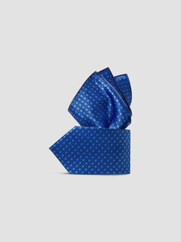Stefano Ricci Luxury Printed Silk Tie Set - Blue