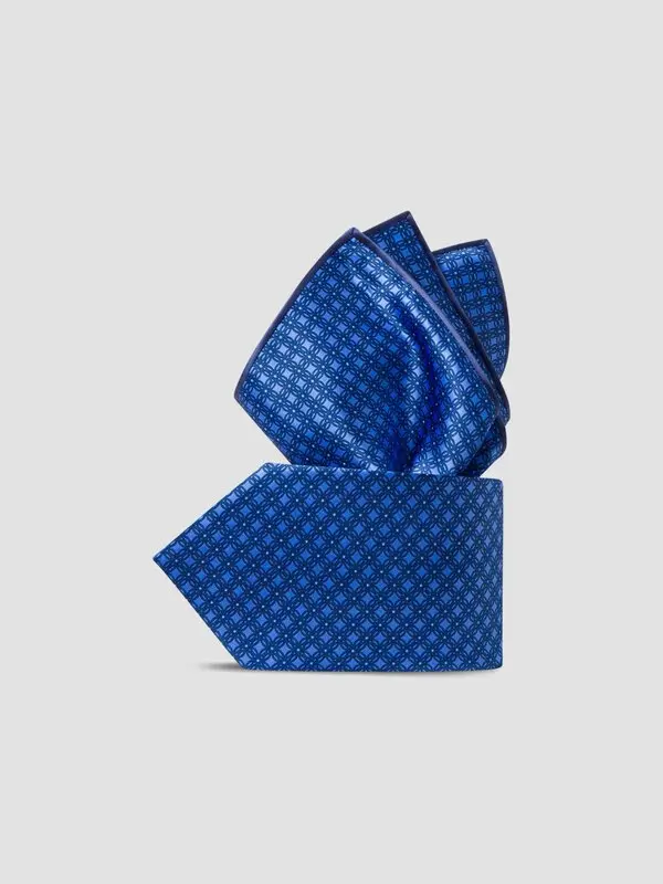 Stefano Ricci Luxury Printed Silk Tie Set - Dark Blue