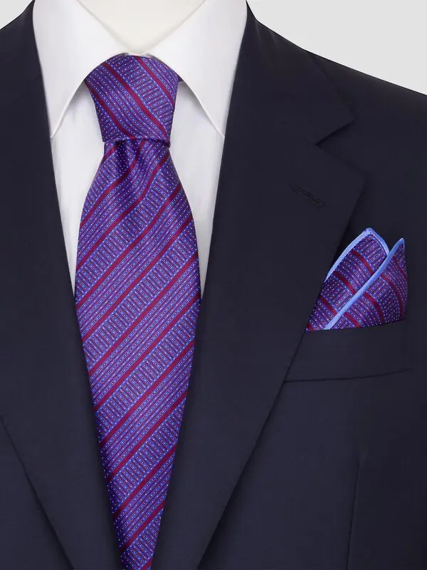 Stefano Ricci Luxury Printed Silk Tie Set - Red Lilac