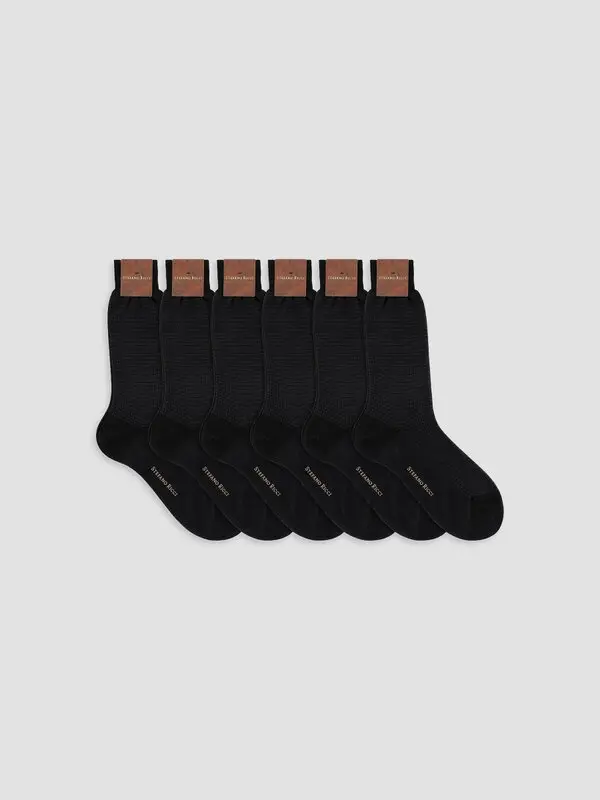 Stefano Ricci 6-pack Cotton Socks - Black