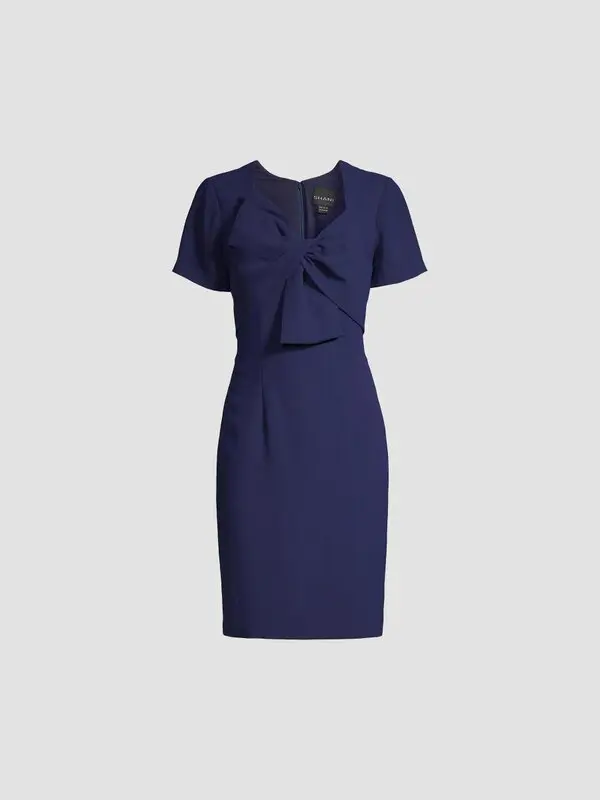 Shani Twisted Bow Crepe Cocktail Dress - Blue