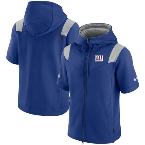 Nike New York Giants Sideline Showout Short Sleeve Full-zip Hoodie - Royal