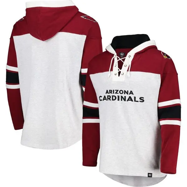 '47 Arizona Cardinals Heather Gridiron Lace-up Pullover Hoodie