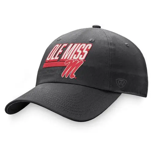 Top Of The World Ole Miss Rebels Slice Adjustable Baseball Cap - Charcoal