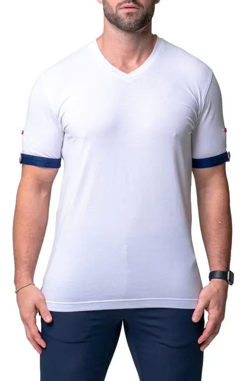 MACEOO Vivaldi Solid Game V-neck T-shirt - White