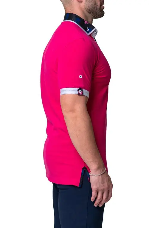 MACEOO Mozartsolidskull Fuchsia Piqué Button-down Polo - Pink