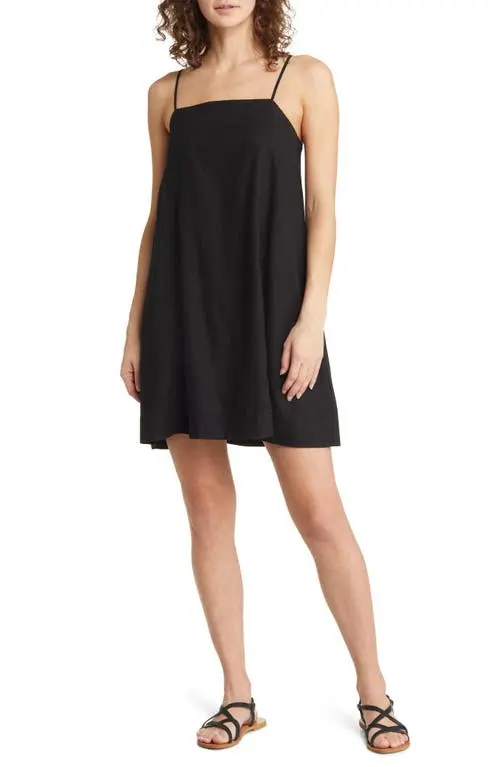 Treasure & Bond Linen Blend Shift Dress - Black