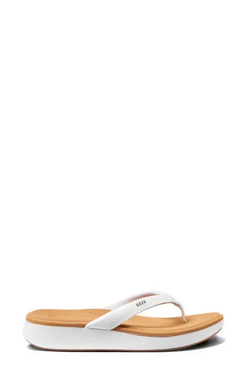 Reef Cushion Cloud Platform Flip Flop - White/tan