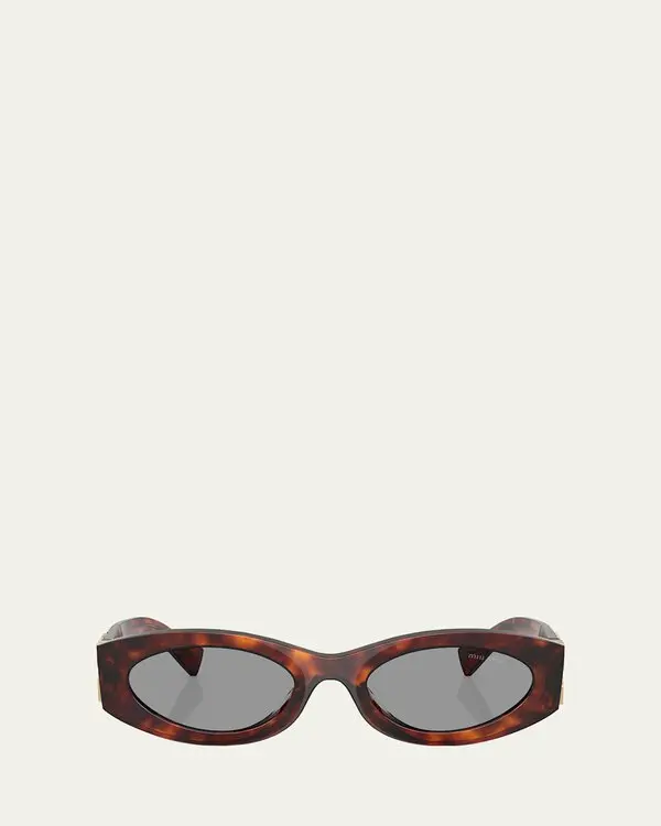 Miu Miu Logo Oval Sunglasses - Grey