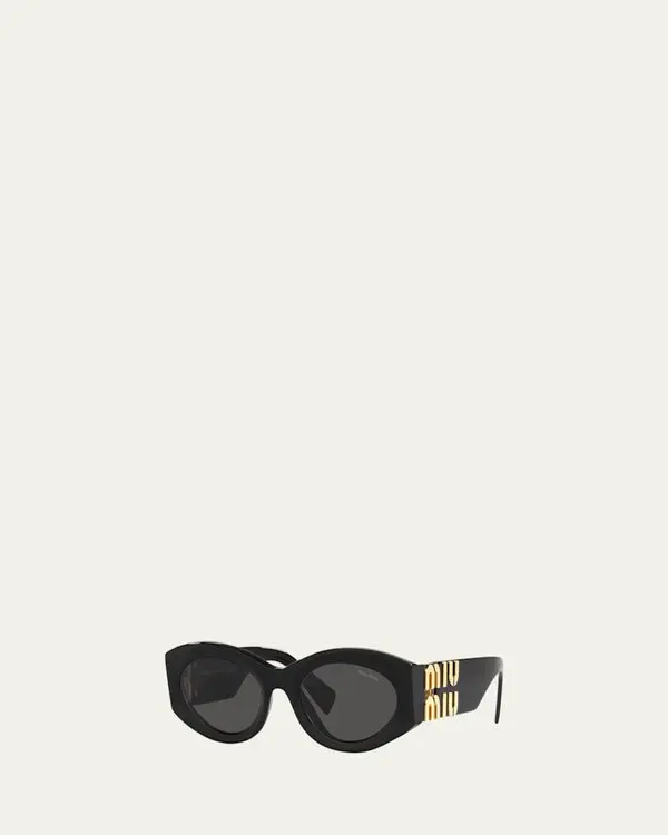 Miu Miu Logo Oval Sunglasses - Grey