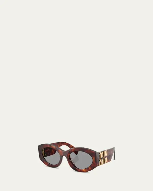 Miu Miu Logo Oval Sunglasses - Grey