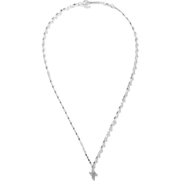 Lana Jewelry 14k Gold Mini Diamond Cross Pendant Necklace - White