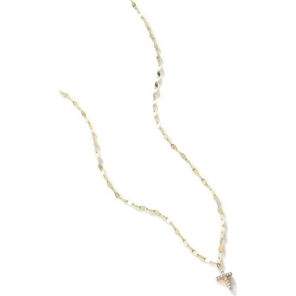 Lana Jewelry 14k Gold Mini Diamond Cross Pendant Necklace - Yellow