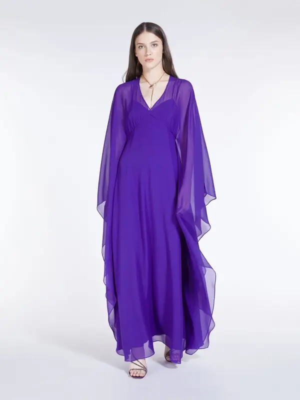 purple dress max Max Mara Long Georgette Dress In Purple - 50% Off
