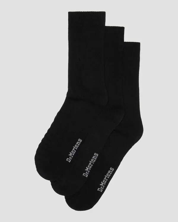 Dr. Martens Double Doc Organic Cotton Blend 3-pack Crew Socks - Black