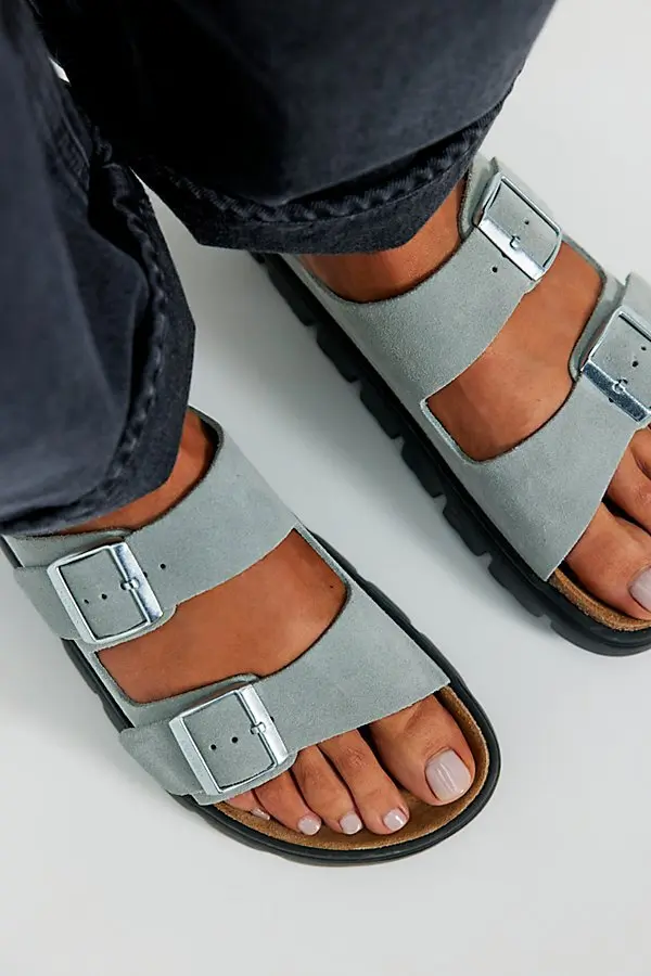 BIRKENSTOCK Arizona Chunky Sandals - Pure Sage Suede