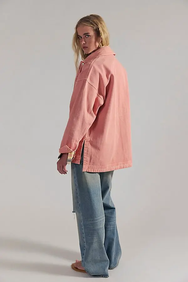 Free People We The Free Madison City Denim Jacket - Lychee Blush