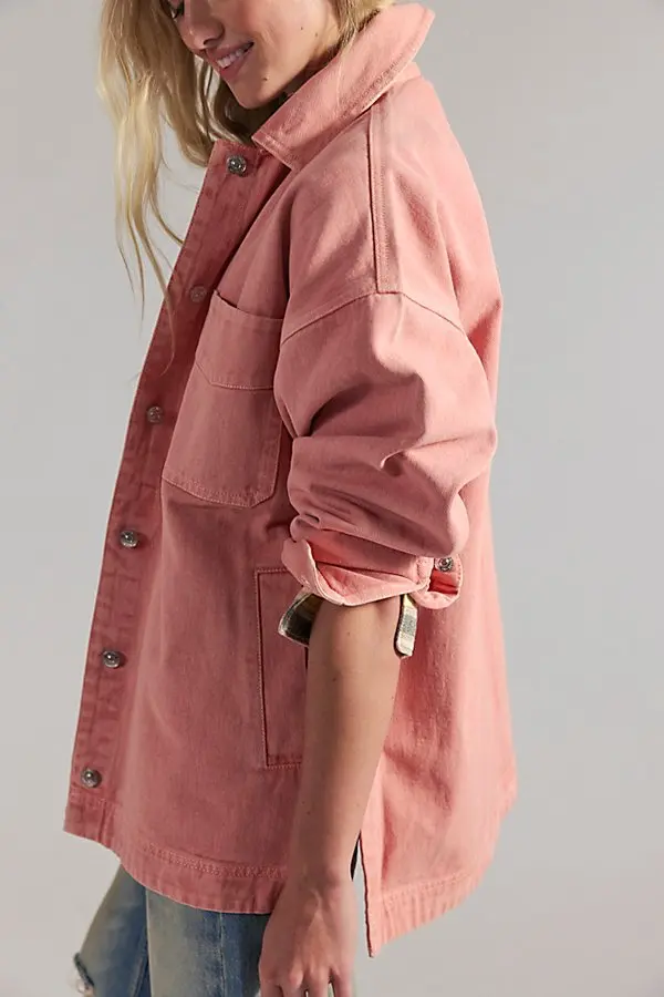 Free People We The Free Madison City Denim Jacket - Lychee Blush