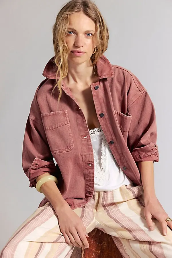 Free People We The Free Madison City Denim Jacket - Toasted Cocoa