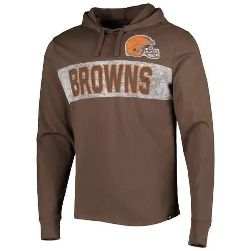 '47 47 Cleveland Browns Field Franklin Hooded Long Sleeve T-shirt